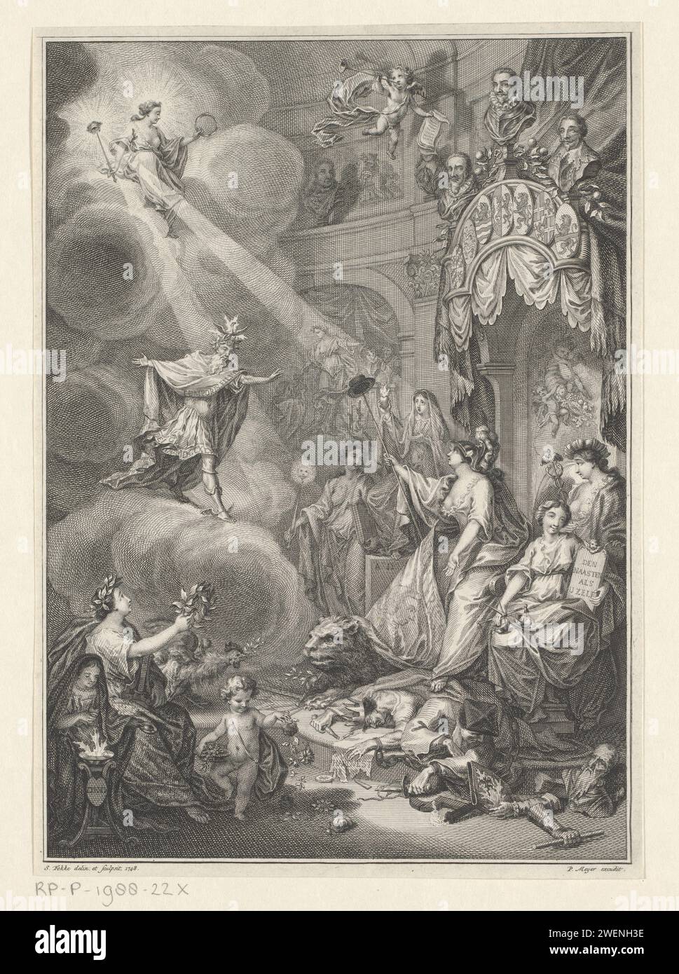 Allegory at the anniversary of Dutch Freedom, 1648-1748, Simon Fokke ...
