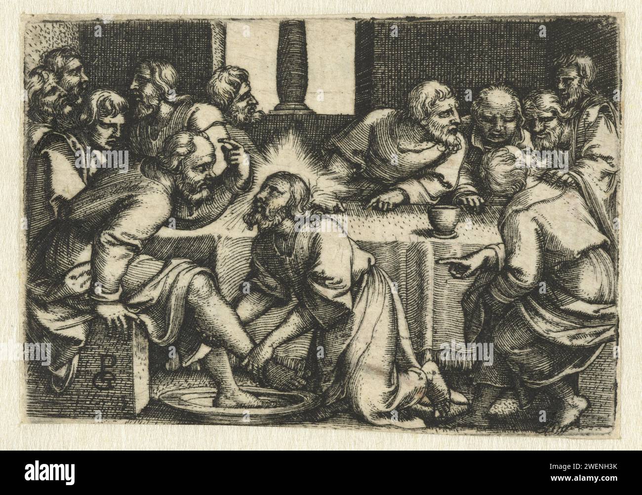 Peter protests as Christ washes his feet, Georg Pencz, 1535 - 1537 ...