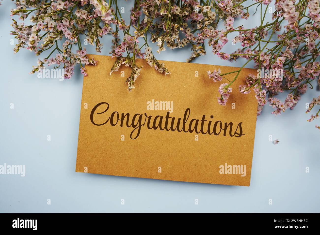 Congratulations typography text with flowers frame on blue background ...