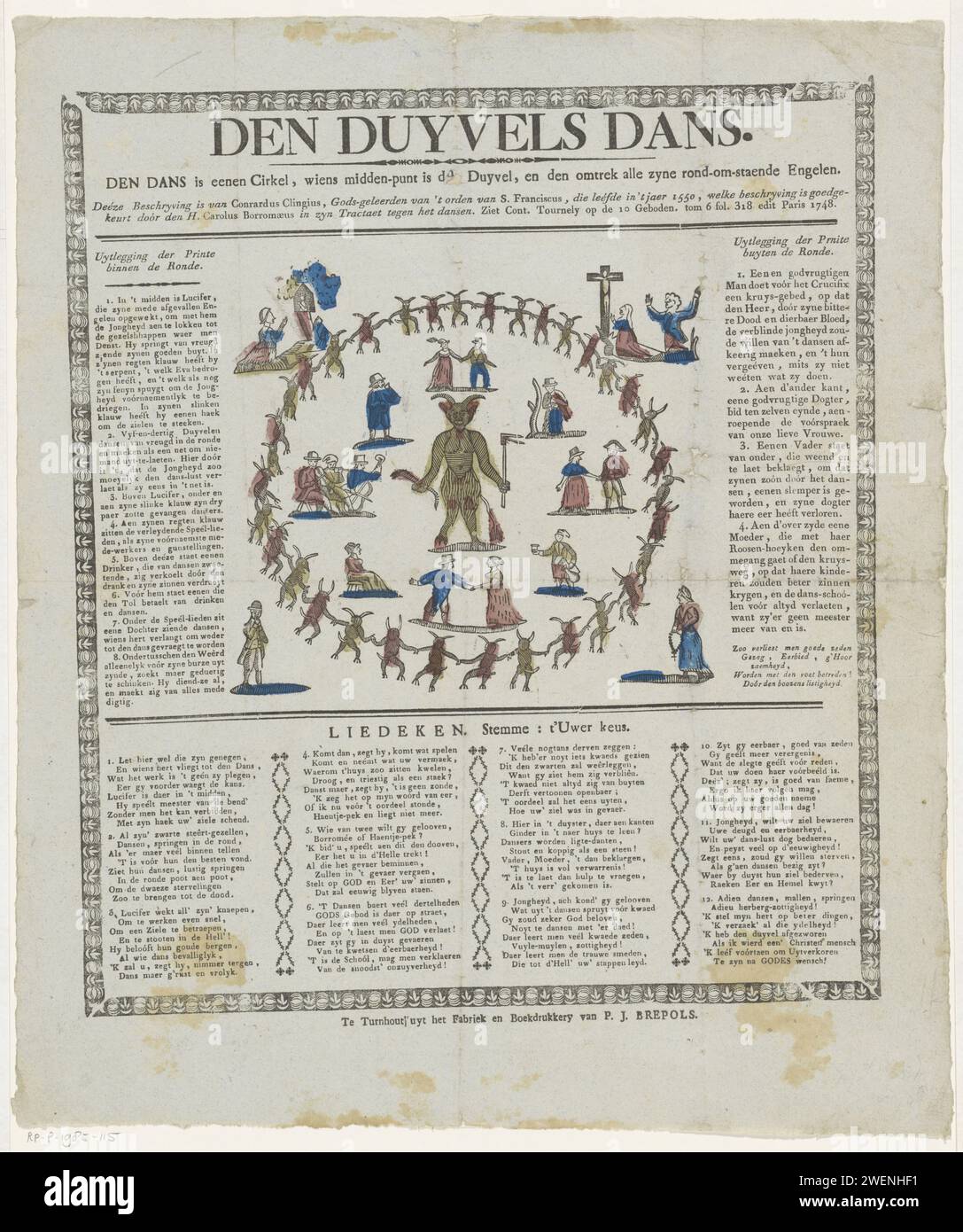 Den Duyvels in, 1800 - 1833 print A circle of dancing devils with ...