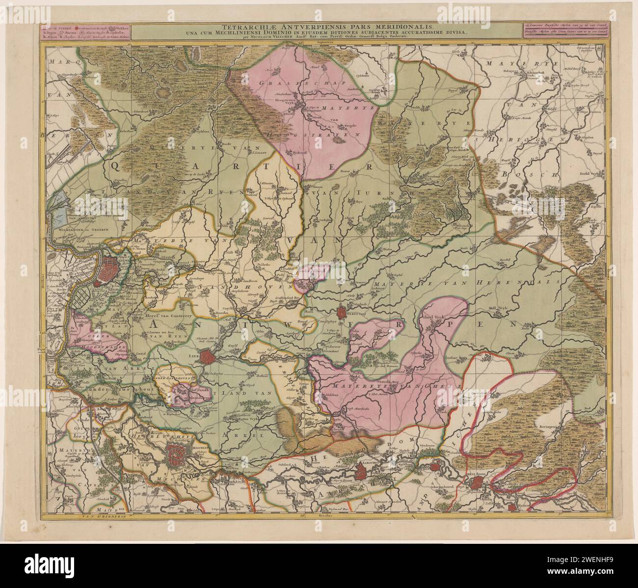 Map of the Kwartier van Antwerpen, part of the Duchy of Brabant ...