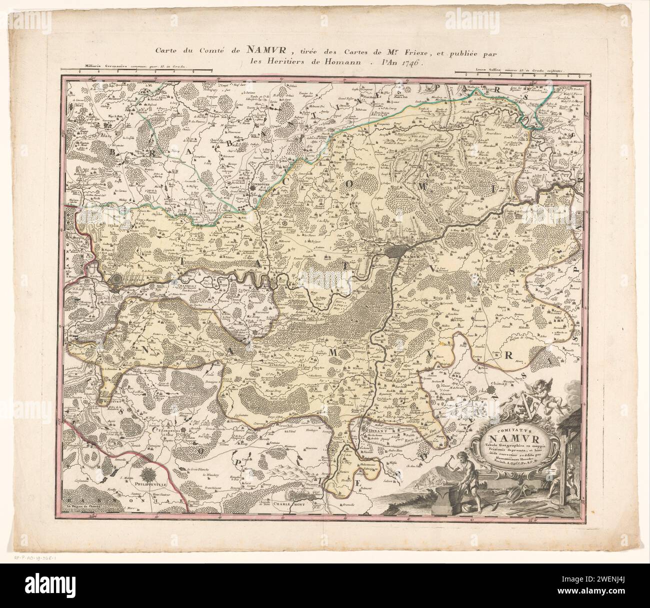 Map of the Graafschap Namur, Anonymous, 1746 print Map of the county ...