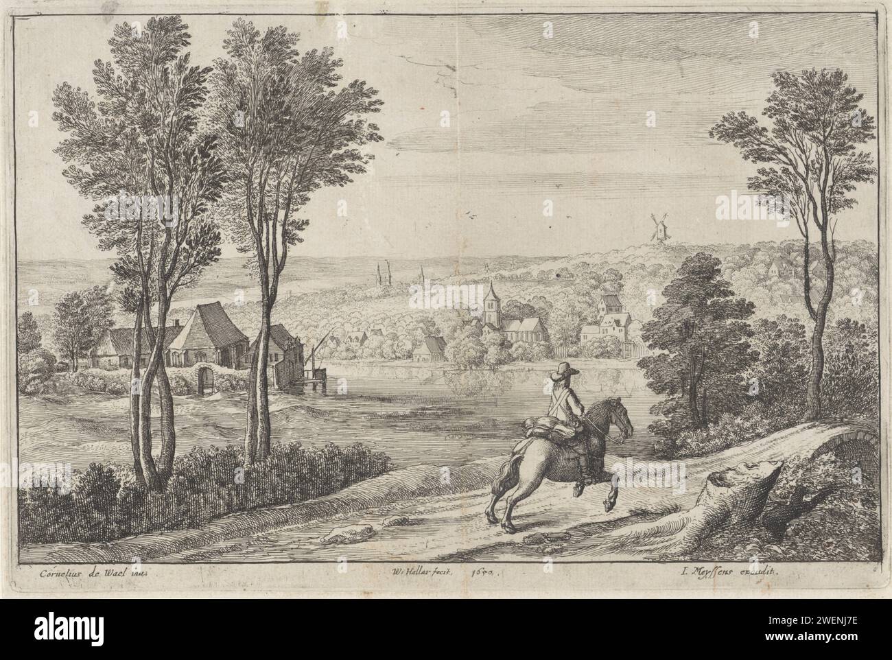 Landscape with a rider, Wenceslaus Hollar, after Cornelis de Wael, 1650 ...