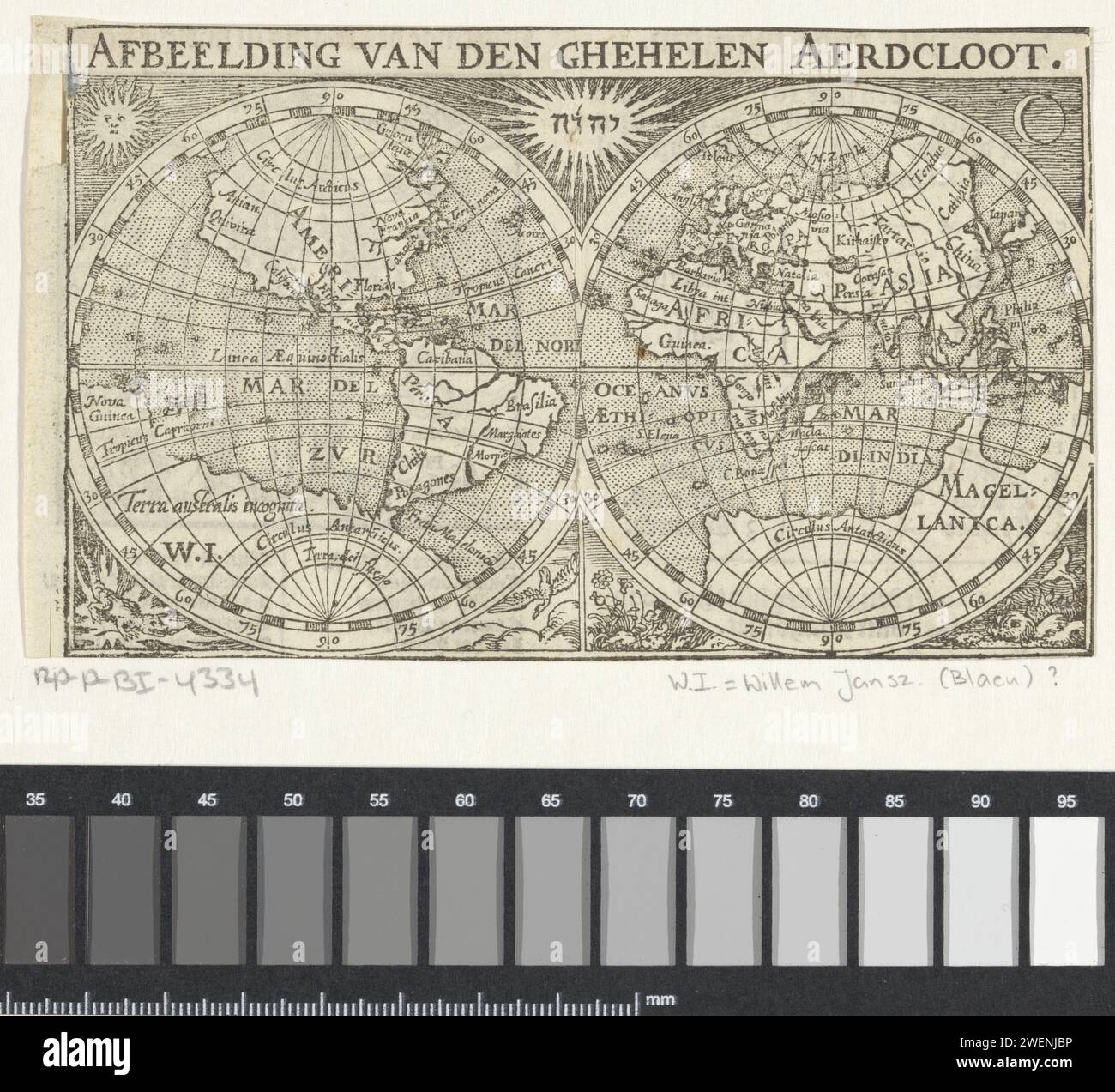 World Map, Anonymous, 1600 - 1699 print World map with the eastern and ...