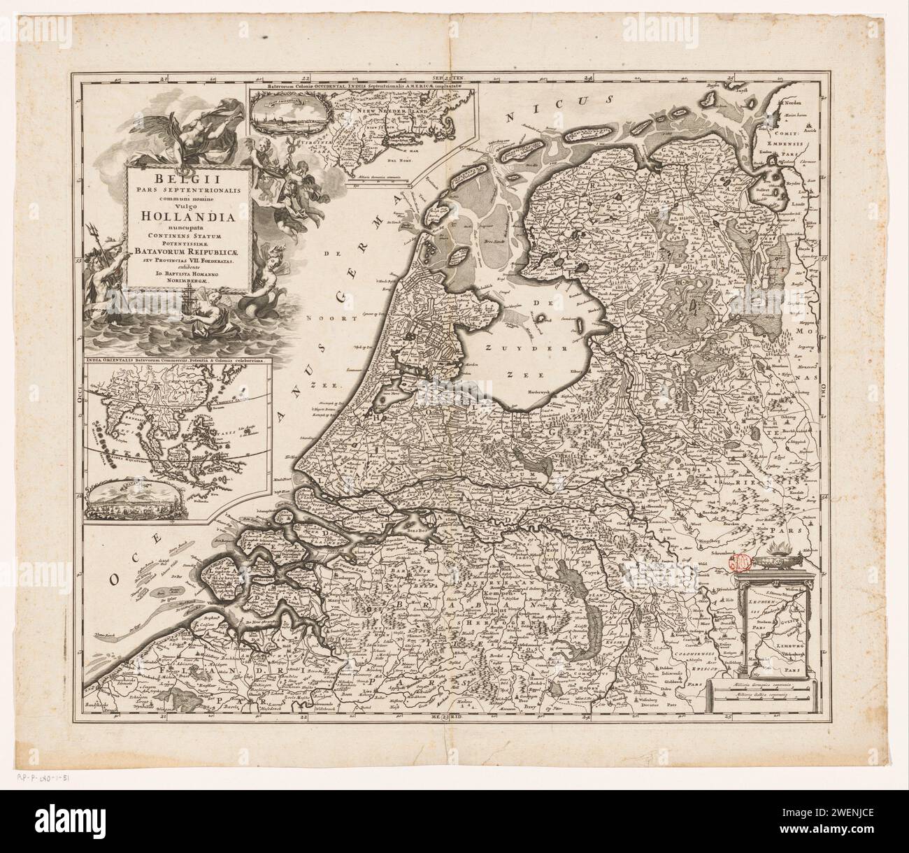 Map of the Republic of the Seven United Netherlands, 1707 print At the ...