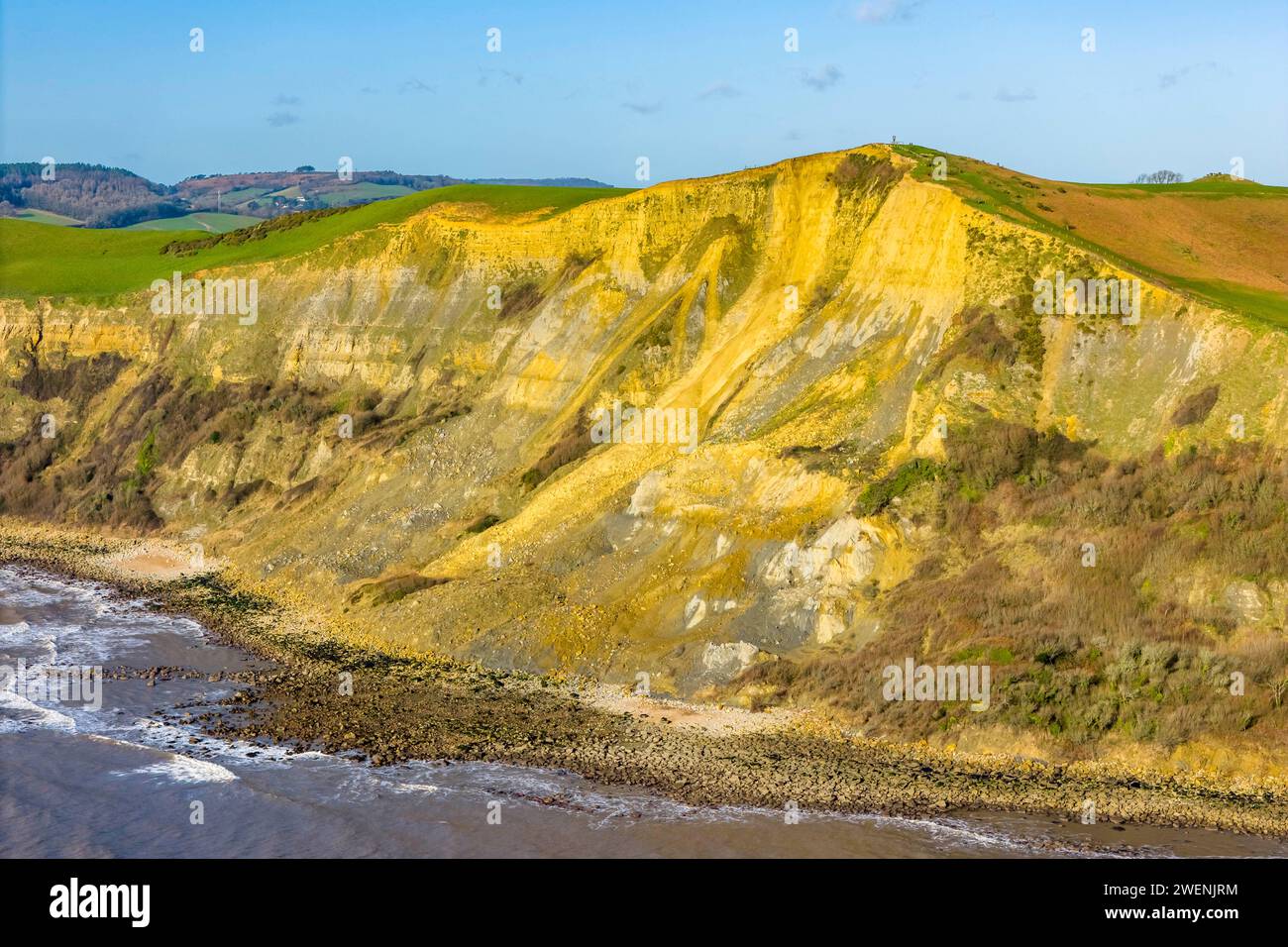Eype, Dorset, UK. 26th January 2024. UK Weather. Aerial view of the ...