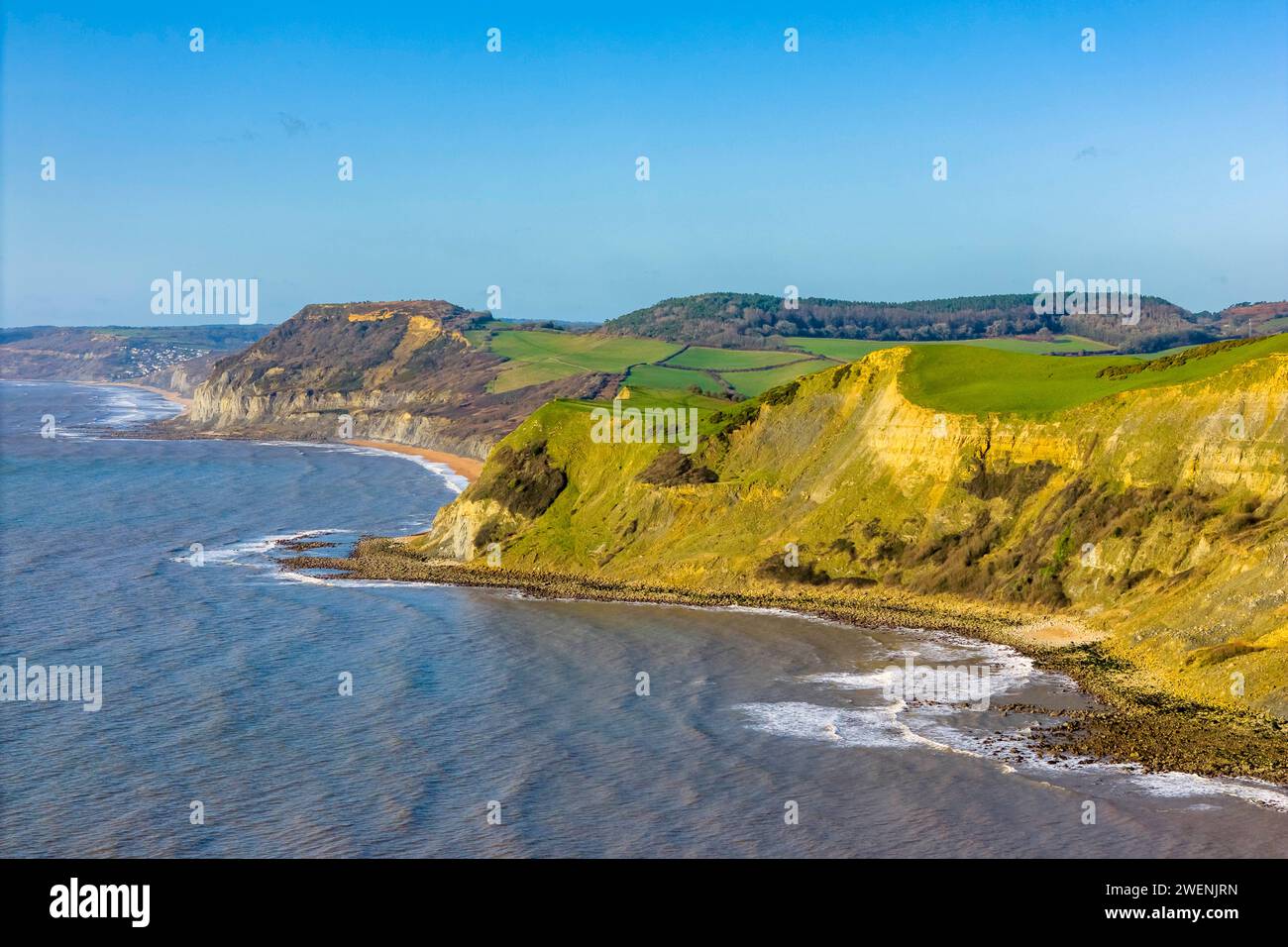 Eype, Dorset, UK. 26th January 2024. UK Weather. Aerial view of the ...