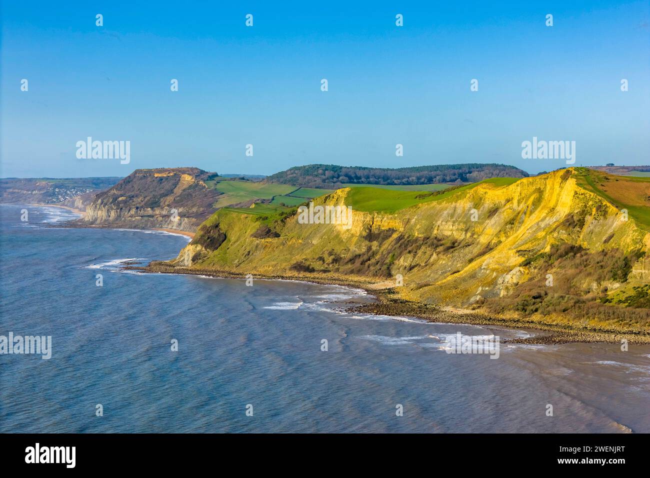 Eype, Dorset, UK. 26th January 2024. UK Weather. Aerial view of the ...