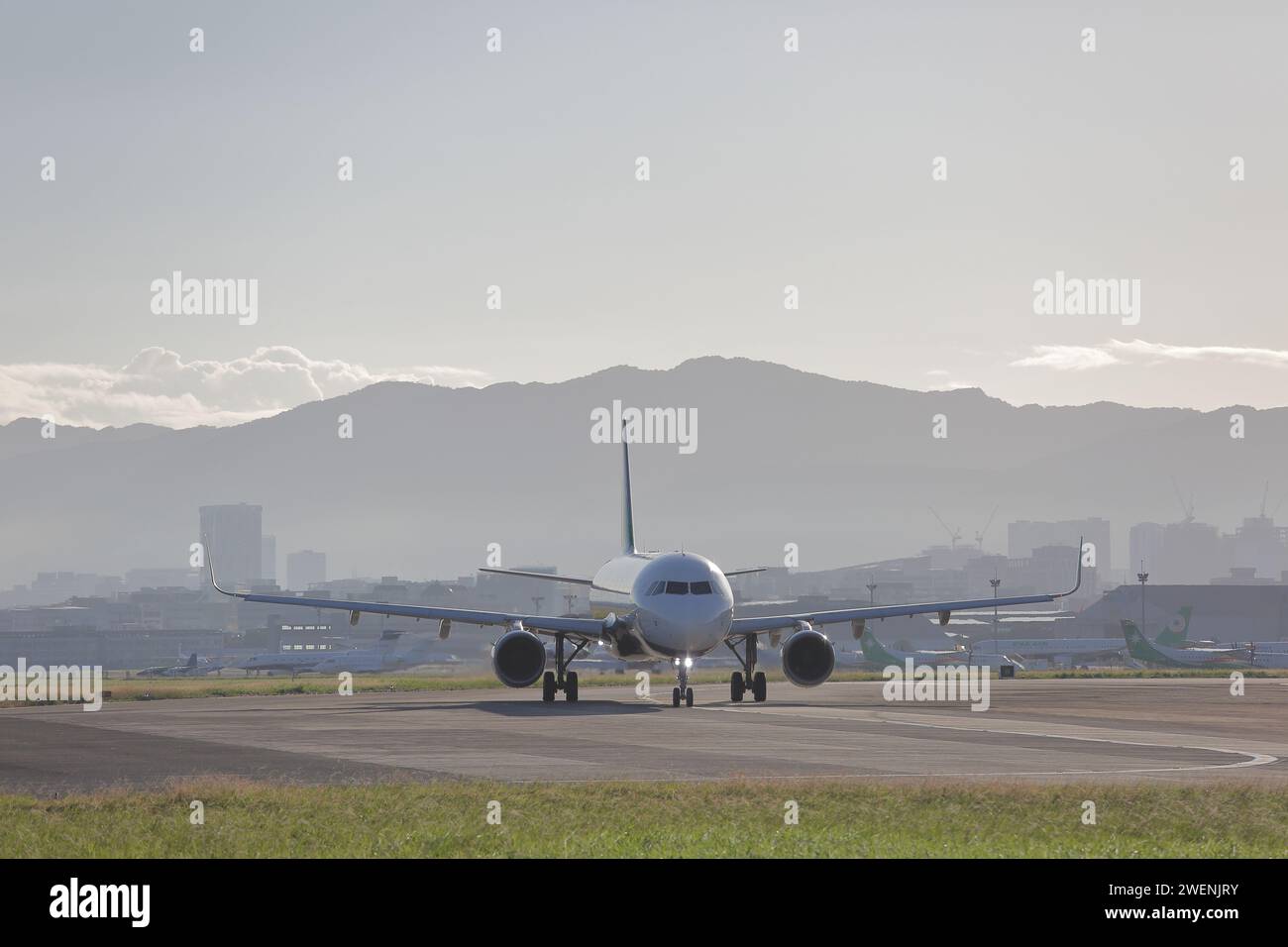B-16216 EVA AIR AIRBUS A321 on the runway is going to take off from ...