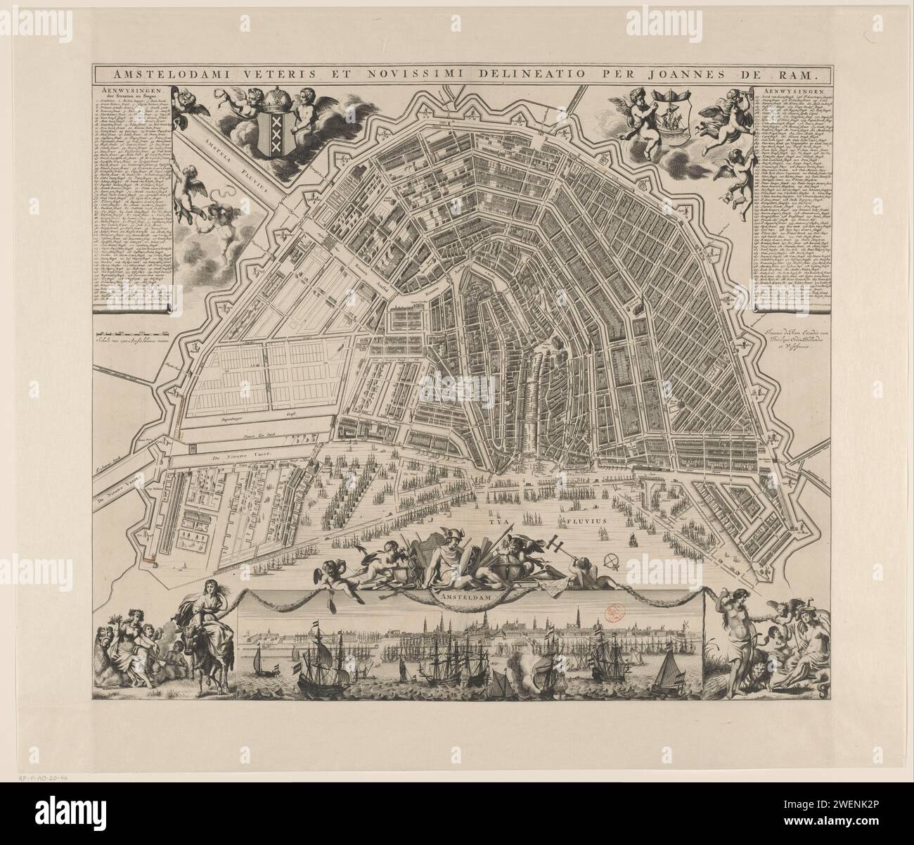Map of Amsterdam, Johannes de Ram (Possible), Johannes de Ram, 1683 - 1684 print Map in a ...