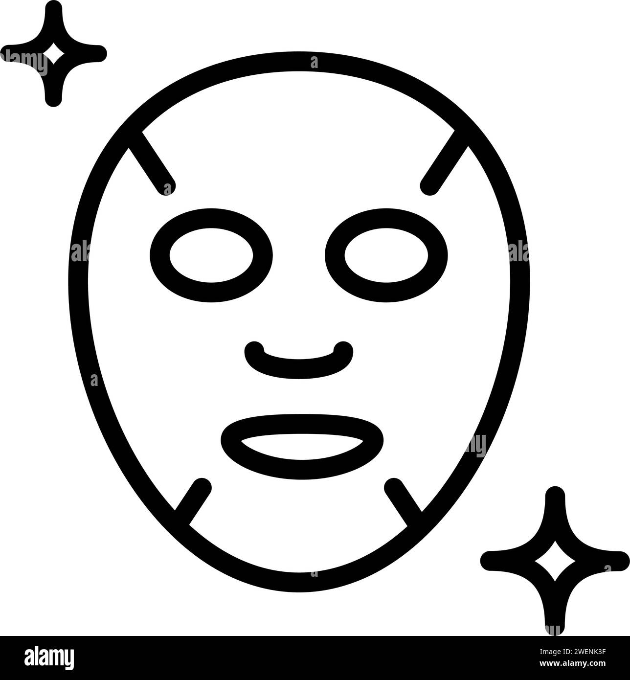 Facial sheet mask line icon. Face cosmetics mask outline vector icon ...