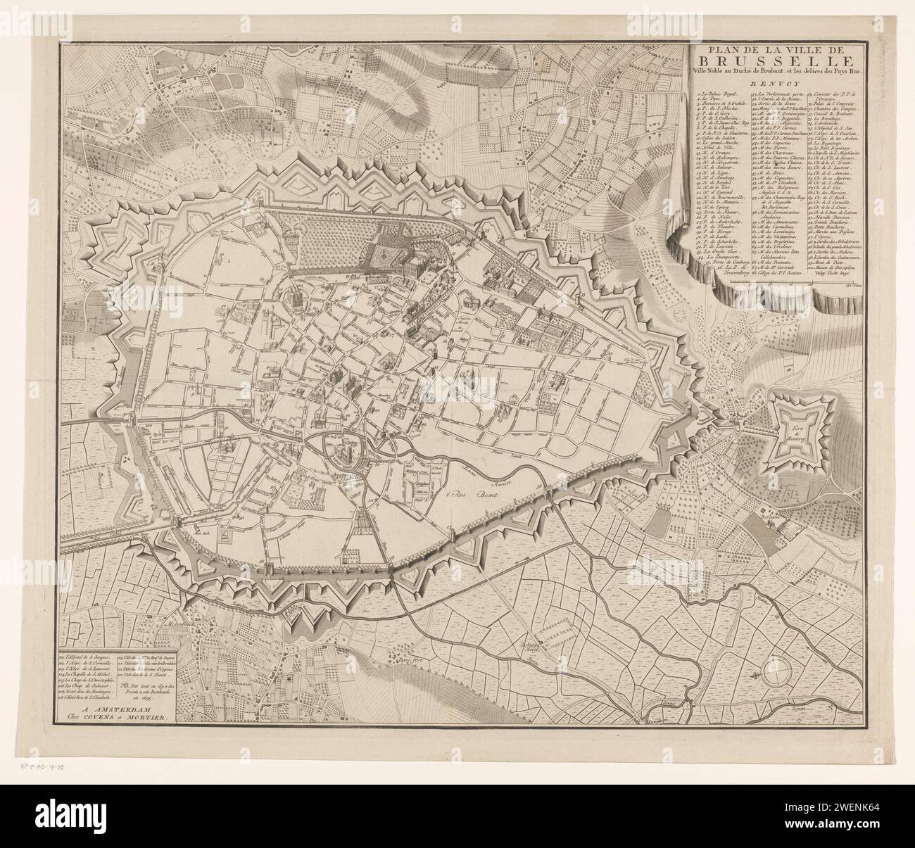 Map of Brussels, Frans de Bakker, 1736 - 1774 print Map of Brussels ...