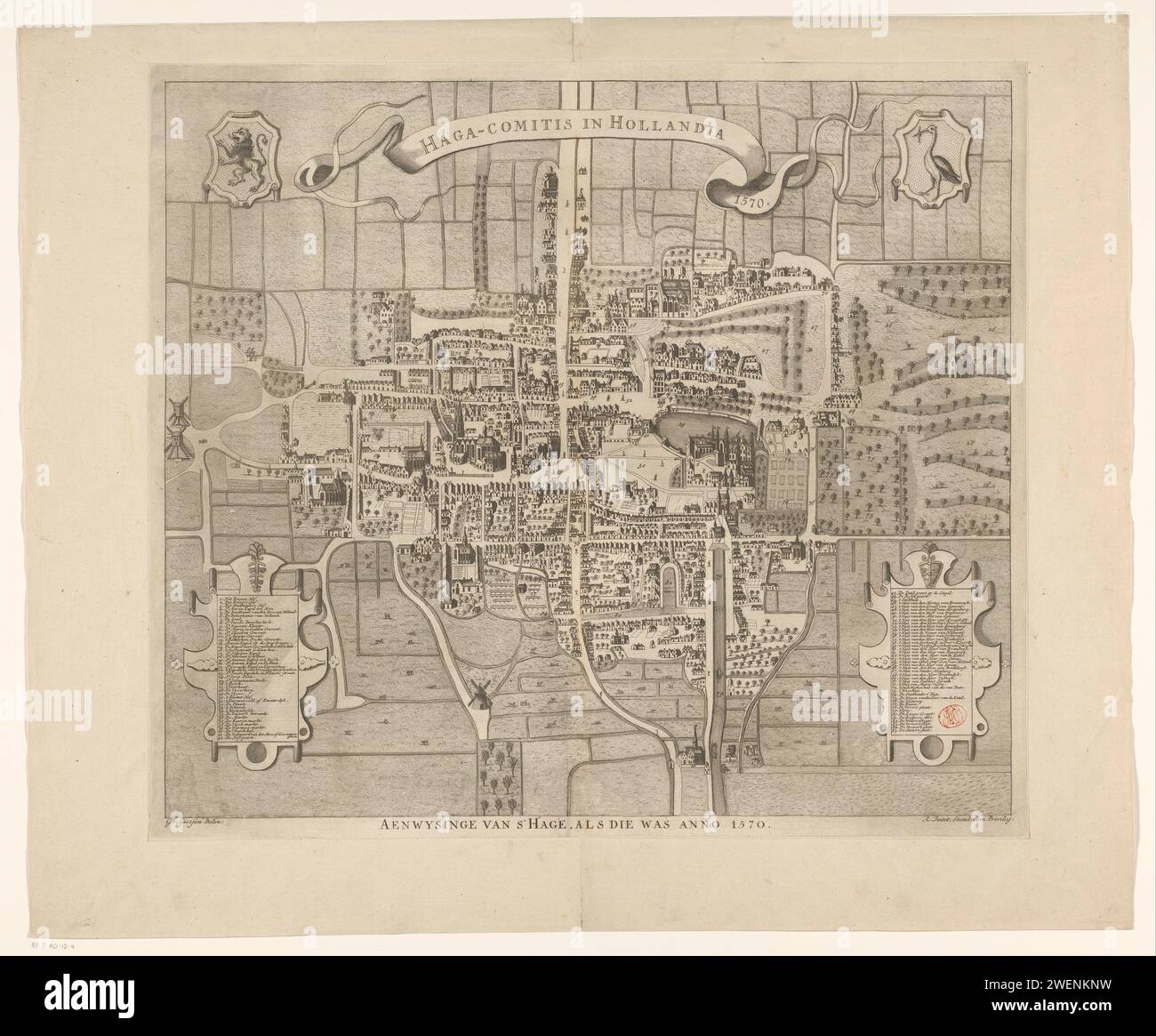 Map of The Hague, 1570, Anonymous, After Gerrit van Giessen, 1730 ...