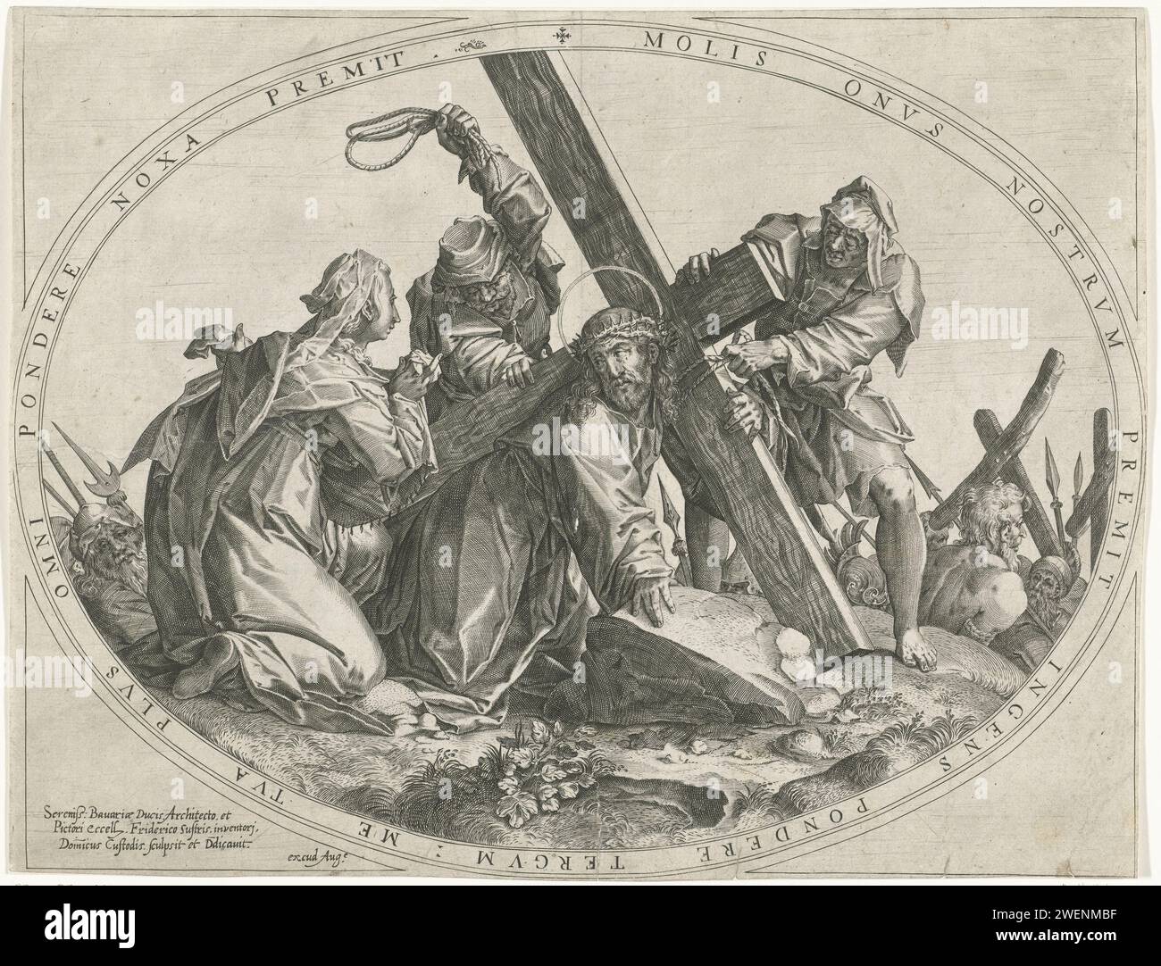 Veronica offers Christ a sweat cloth, Dominicus Custos, after Frederik ...