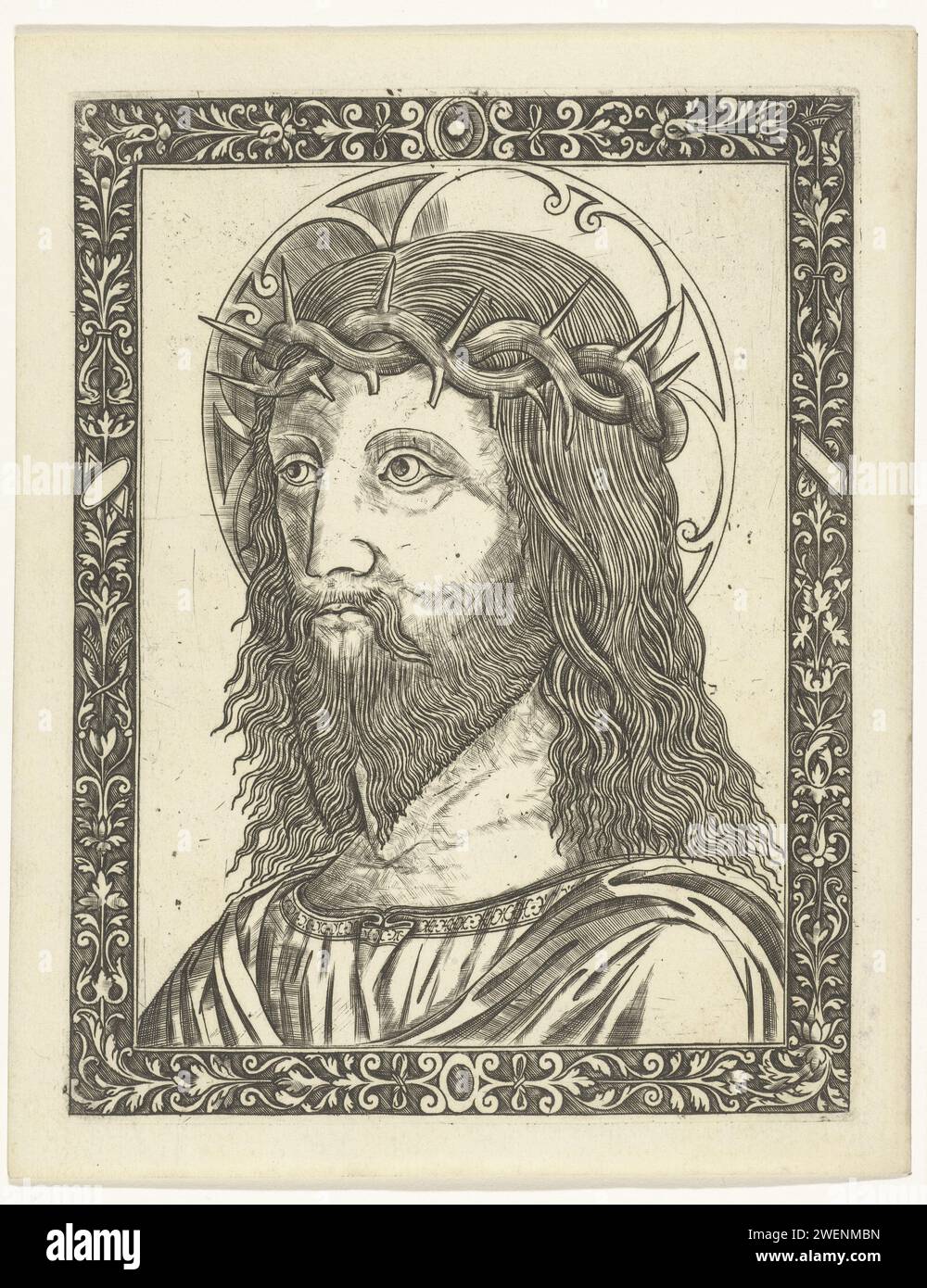Head of Christ with thorn crown in frame, Giampietrino Birago ...