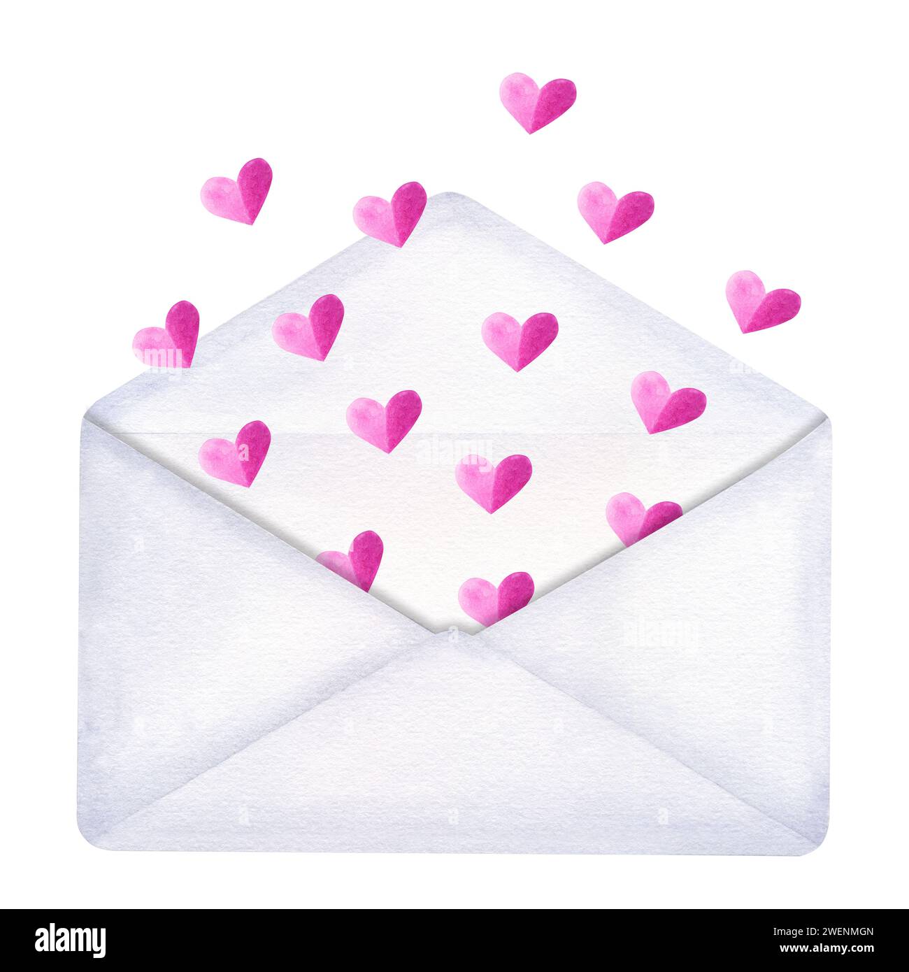 White envelope with pink flying hearts. Symbol of love, Valentine's Day ...