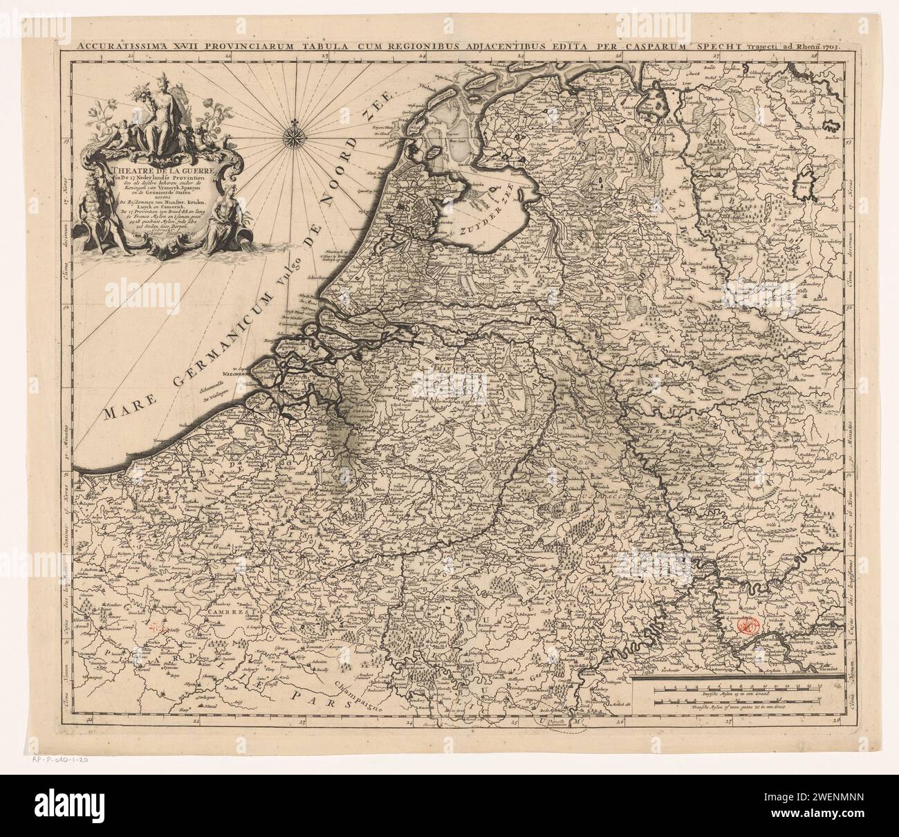 Map of the Seventeen Provinces, Anonymous, 1703 print Map of the ...