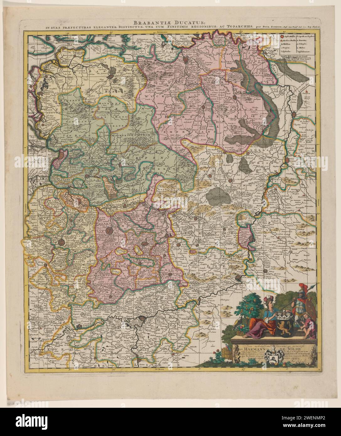 Map of the Duchy Brabant, Anonymous, 1695 - 1711 print Map of the Duchy of Brabant. Above the ...