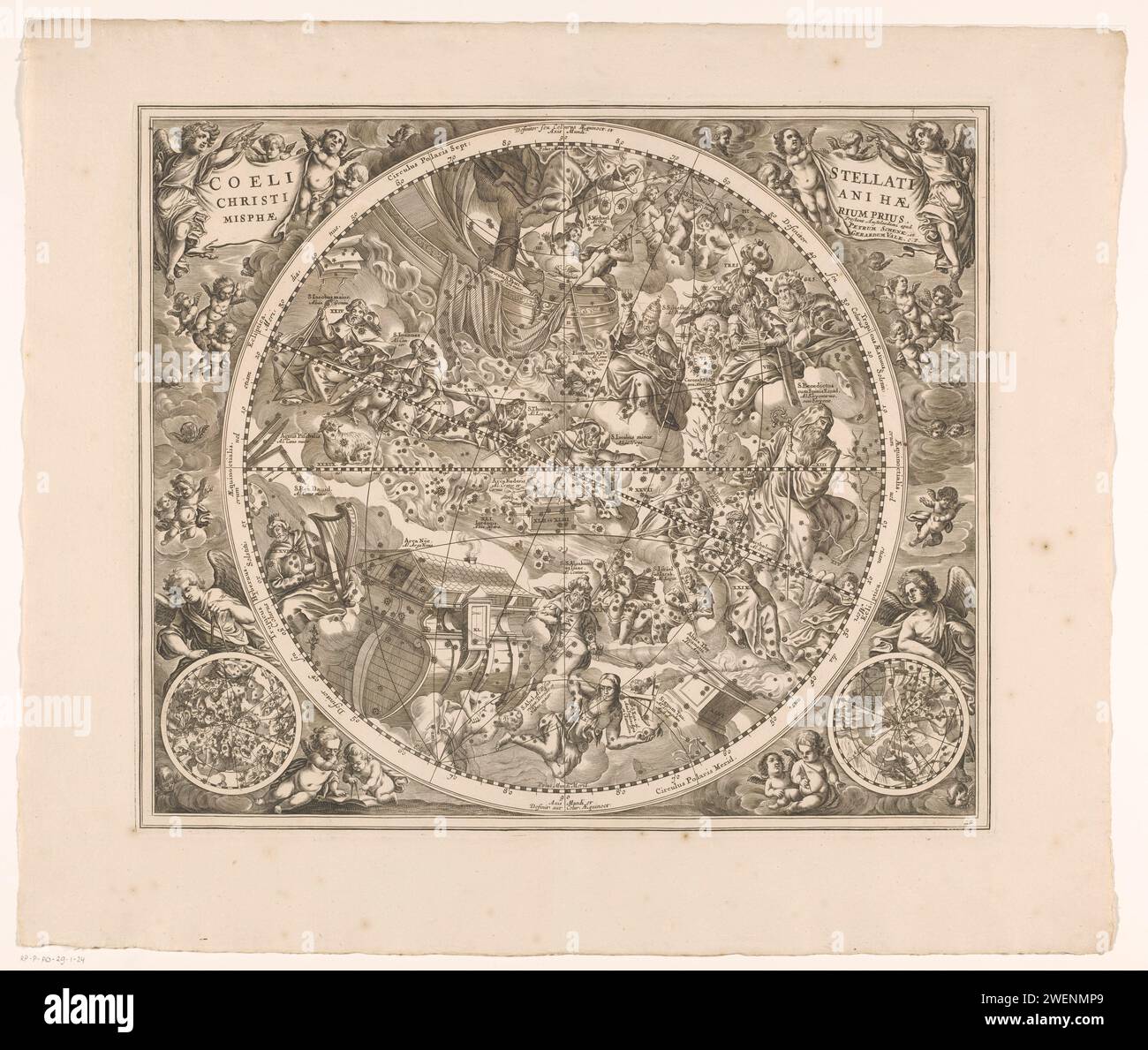 Hemelkaart with Christian constellations, Anonymous, 1708 print ...