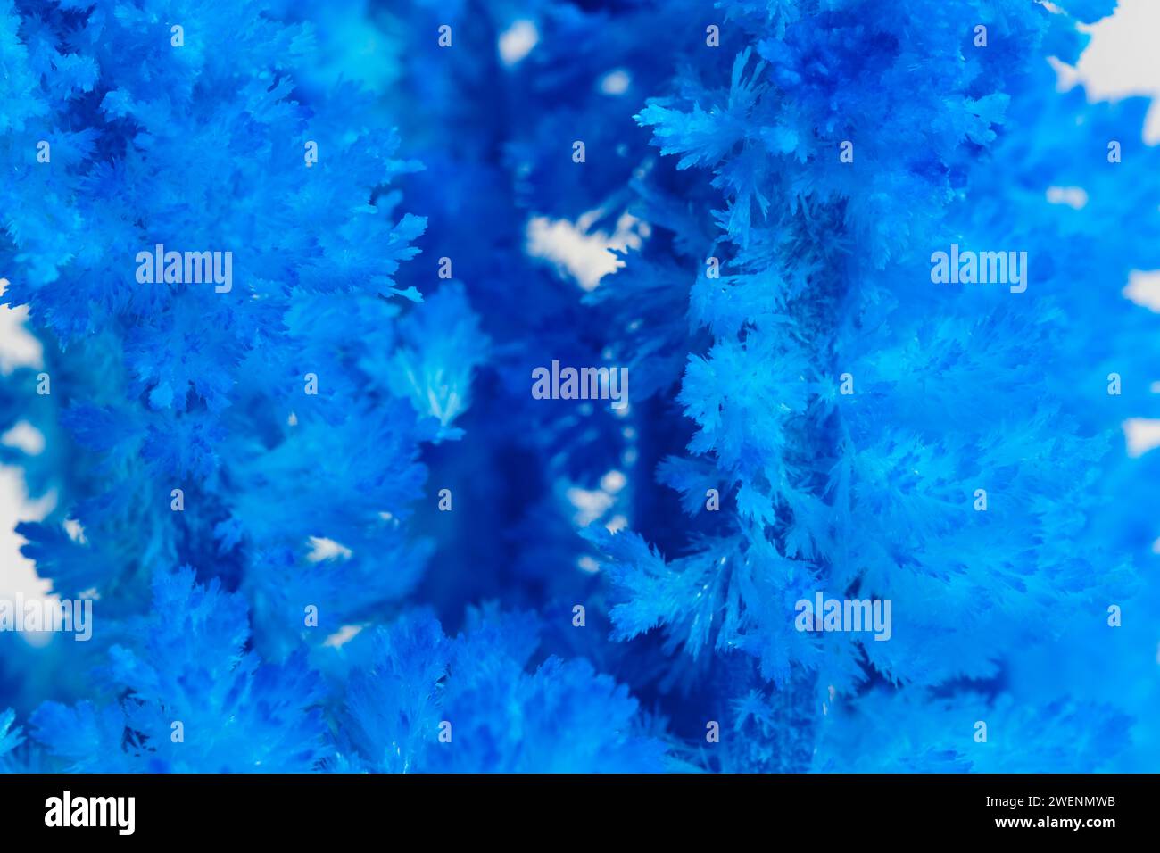 Macro image blue salt crystal on white background Stock Photo - Alamy