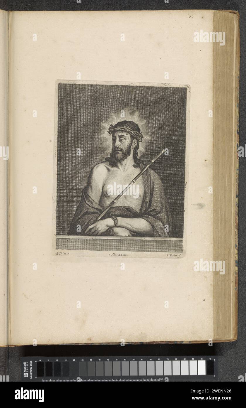 Here is a 1660 print Christ with thorn crown, cloak and reed stalk as a ...