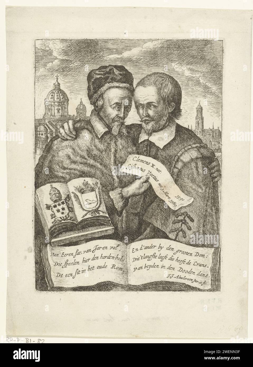 Portraits of Clemens X and Gisbertus Voetius, Jan van Almeloveen, 1662 ...