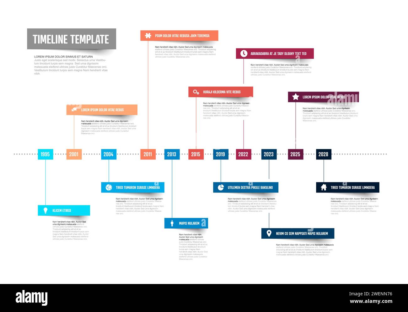 Horizontal timeline template features a colorful design with multiple ... Horizontal timeline template features a colorful design with multiple ...