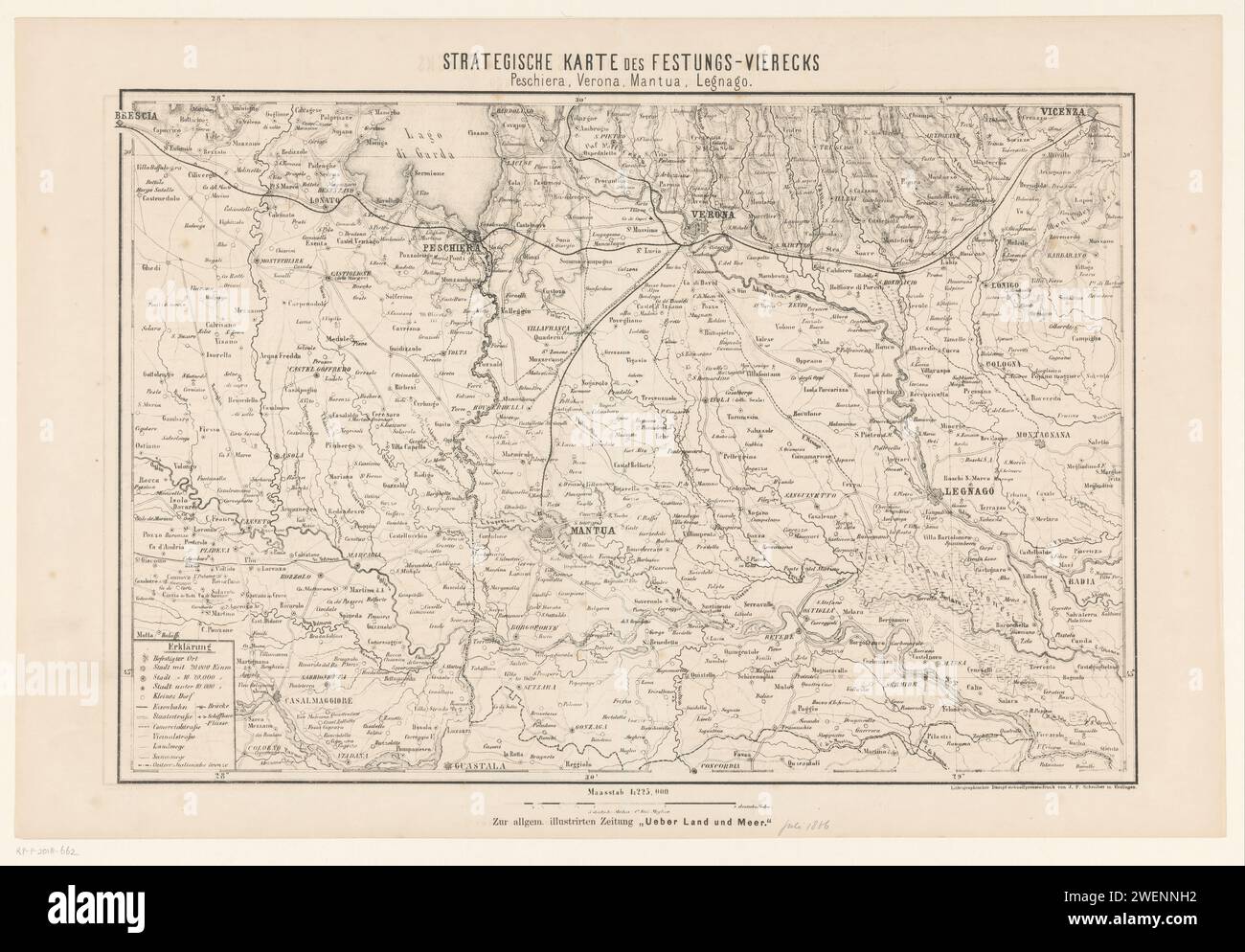 Map of the battlefield in Northern Italy, 1866, J.F. Schreiber, 1866 ...