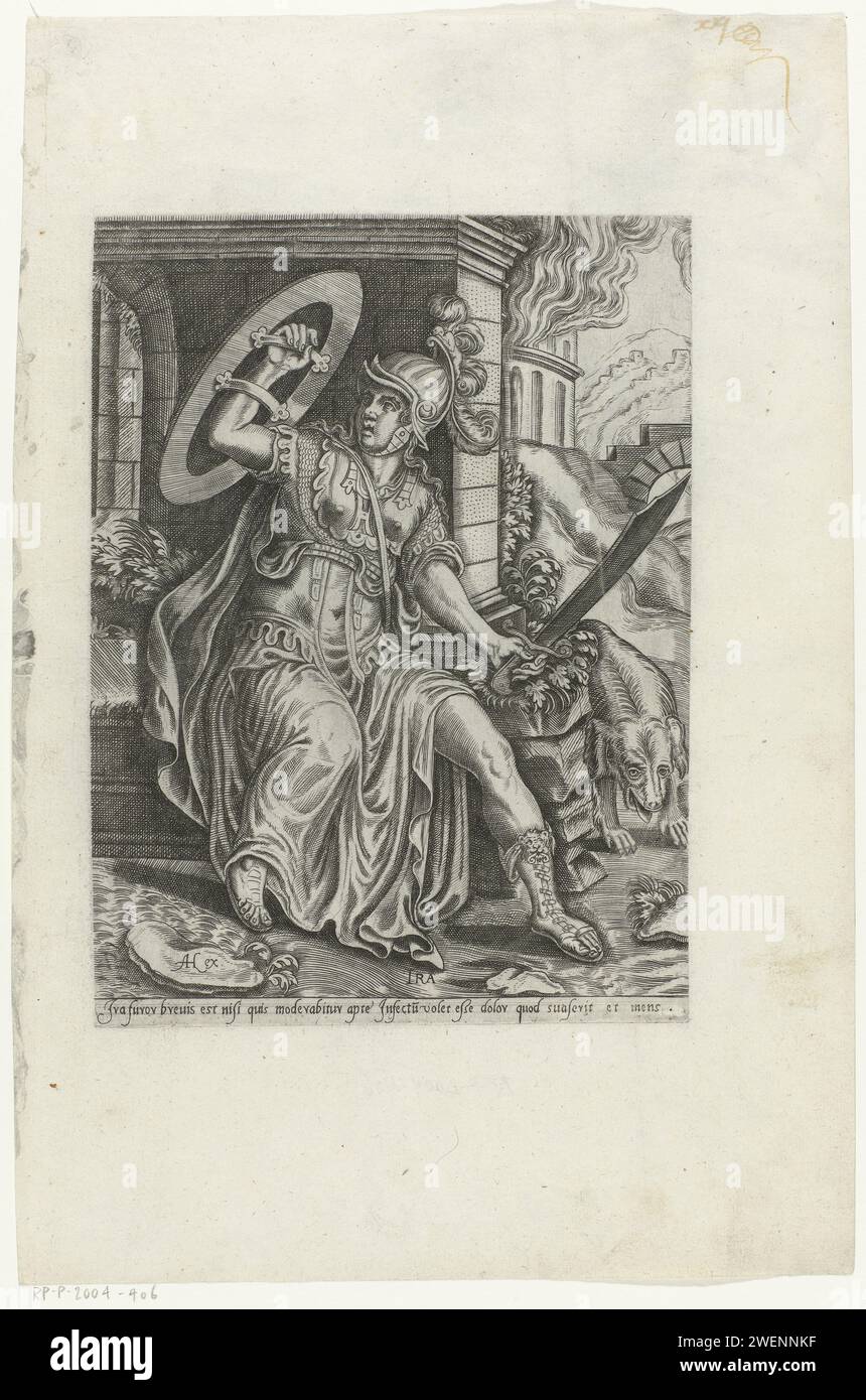 Anger, 1575 print Personification of anger in the form of a woman in ...