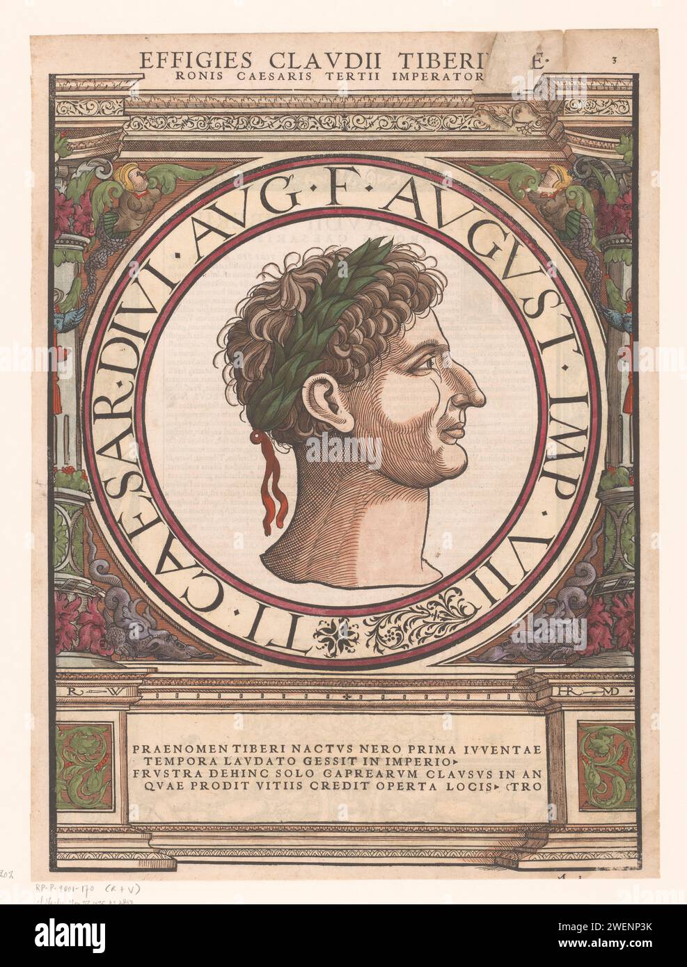 Portrait of Claudius Tiberius in architectural frame, Rudolf Wyssenbach ...