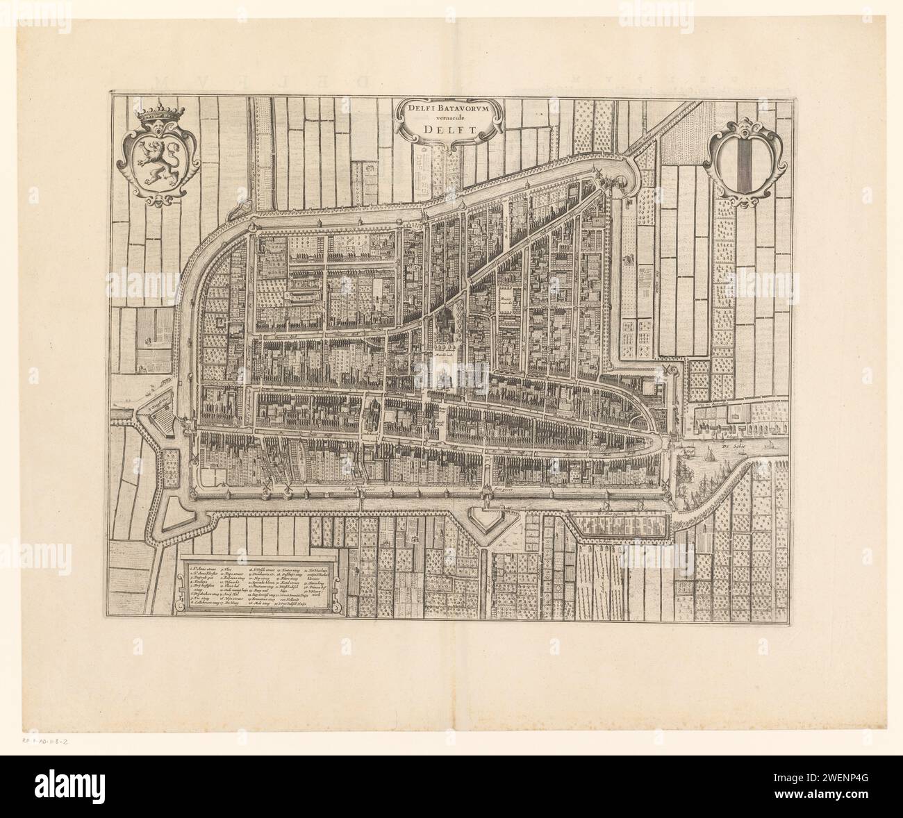Map of Delft, Anonymous, 1652 print Map in a nutshell perspective. At ...