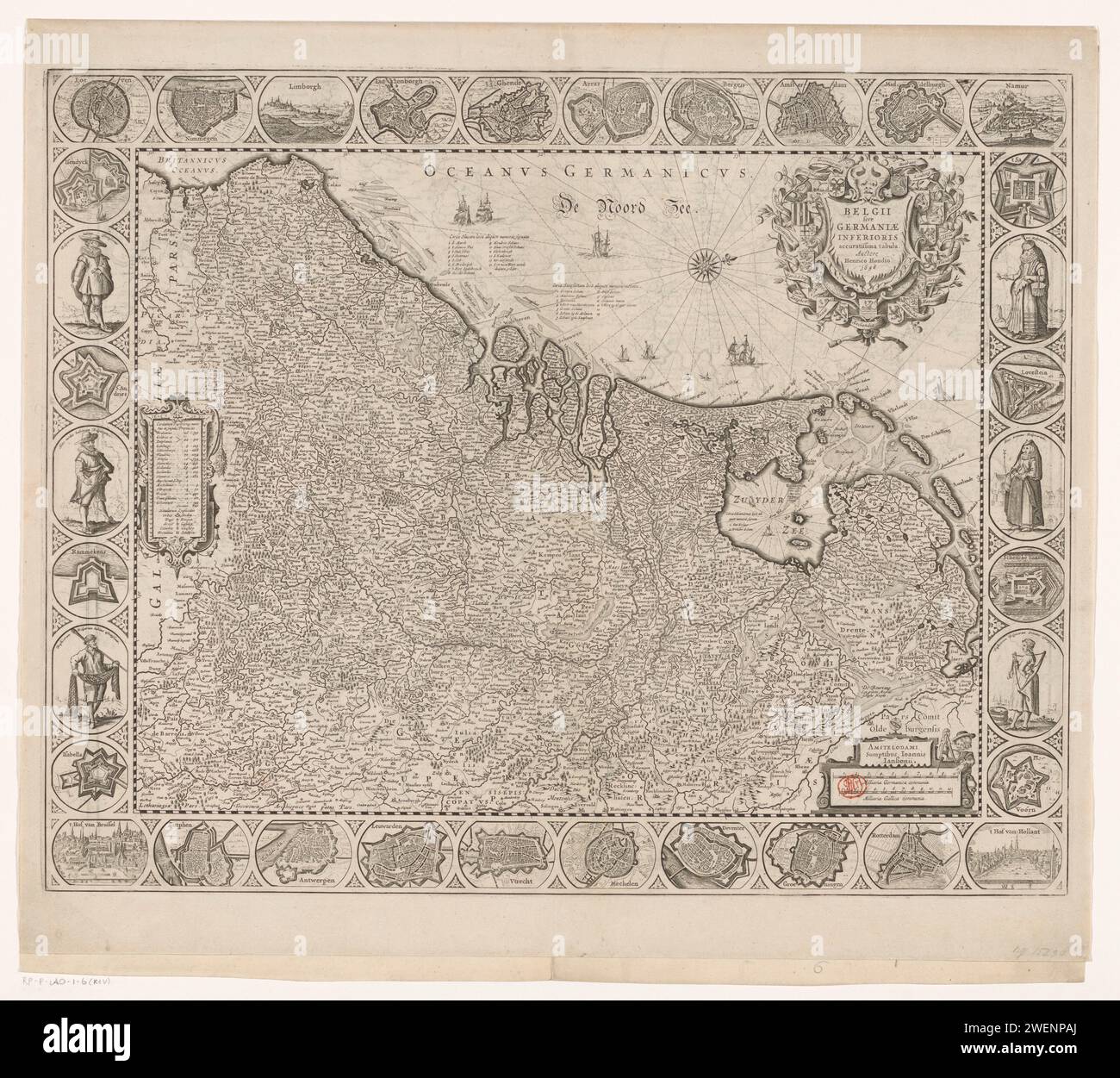 Map of the Seventeen Provinces, Anonymous, 1658 print Map of the seventeen provinces. With ...