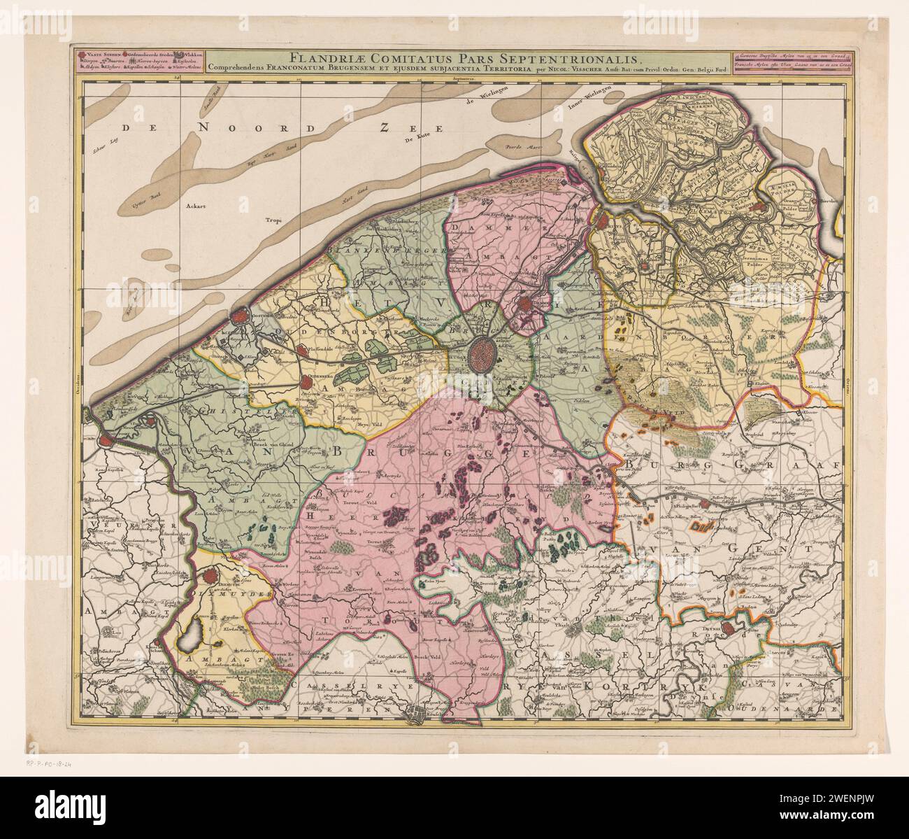 Map of the northern part of the county of Vlaanderen, Anonymous, 1677 ...