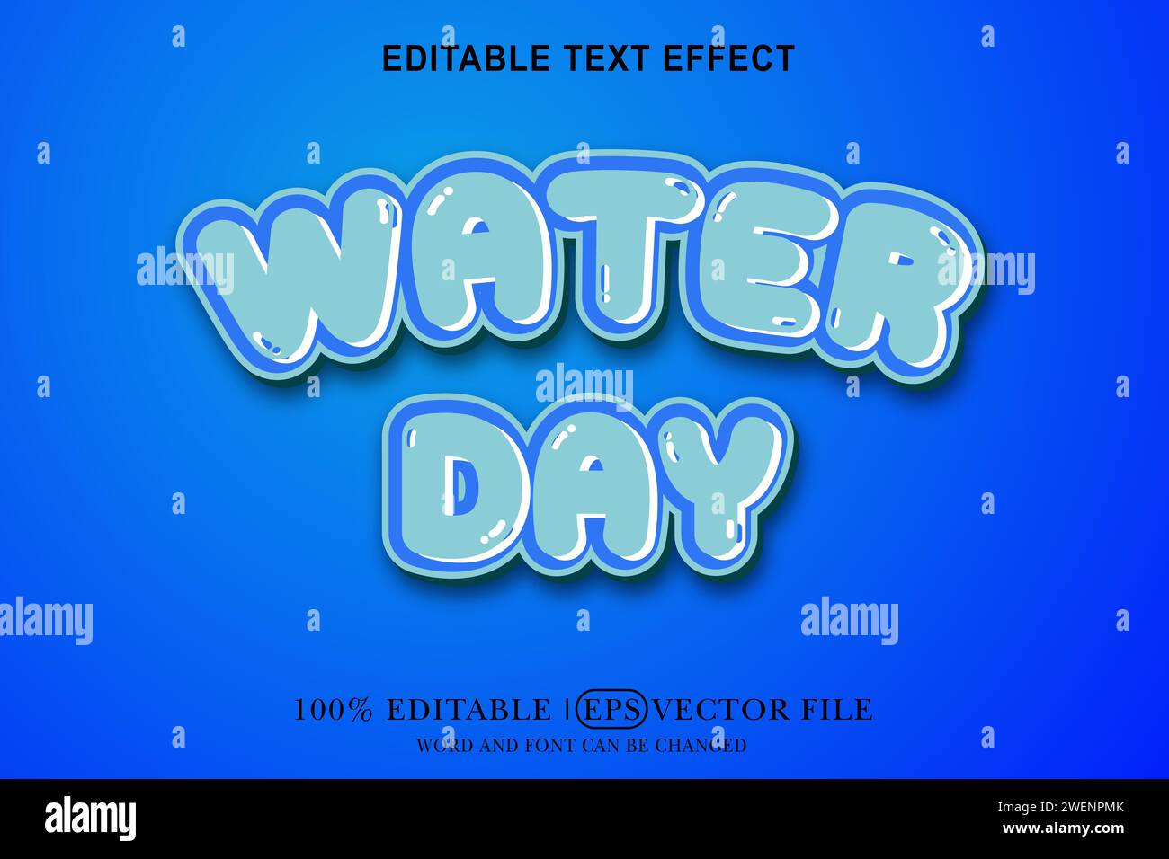 World water day 3d Text Effect Editable 3D Style eps vector Stock ...