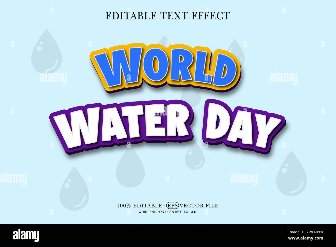 World water day 3d Text Effect Editable 3D Style eps vector Stock ...