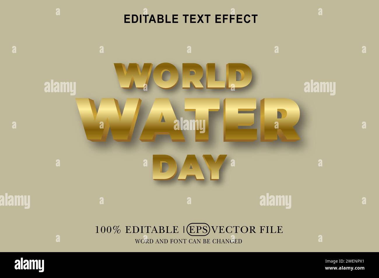 World water day 3d Text Effect Editable 3D Style eps vector Stock ...