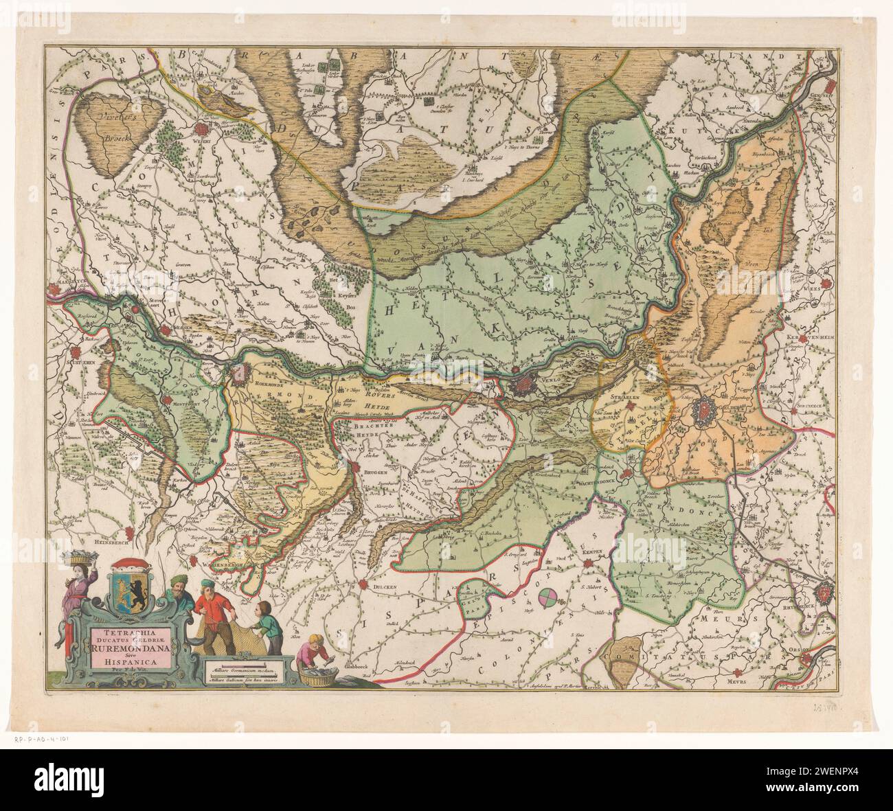 Map of the Overkwartier van Gelre, Anonymous, 1706 - 1711 print Bottom ...