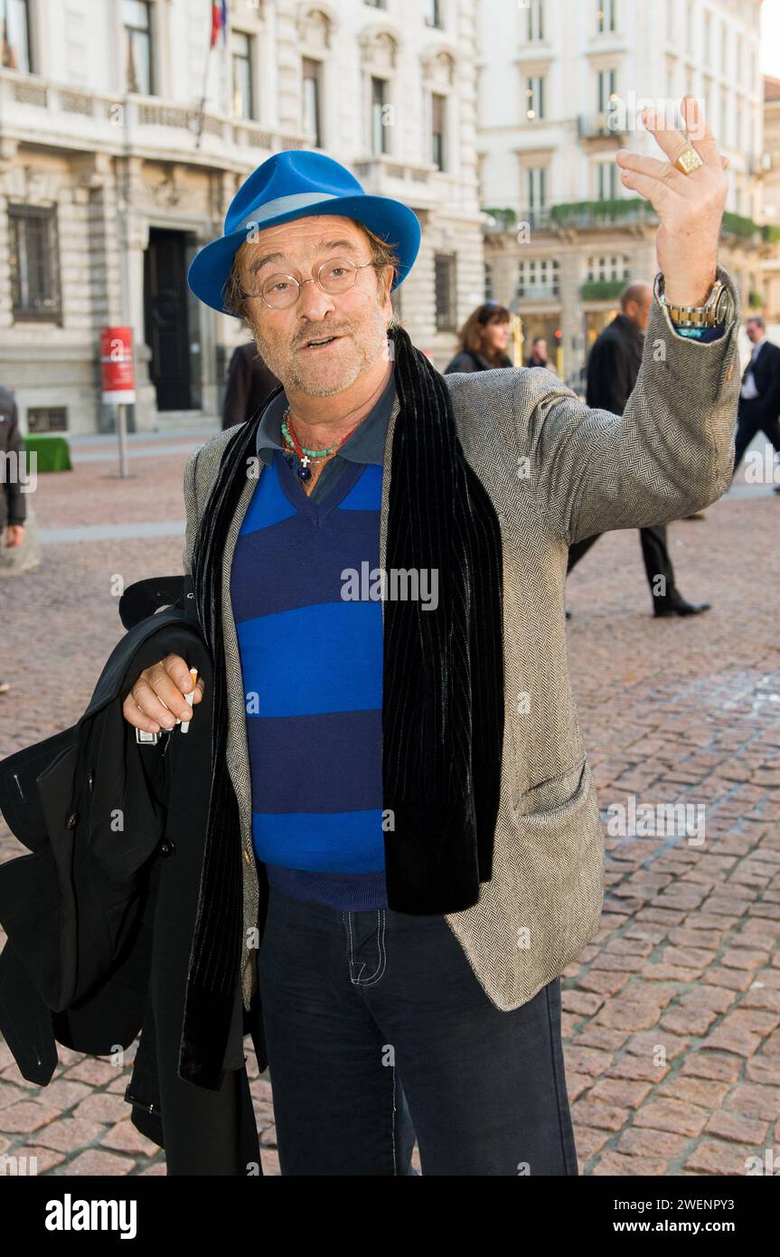 Milan Italy 2009-11-10: Lucio Dalla ,Italian singer,in Piazza Della ...