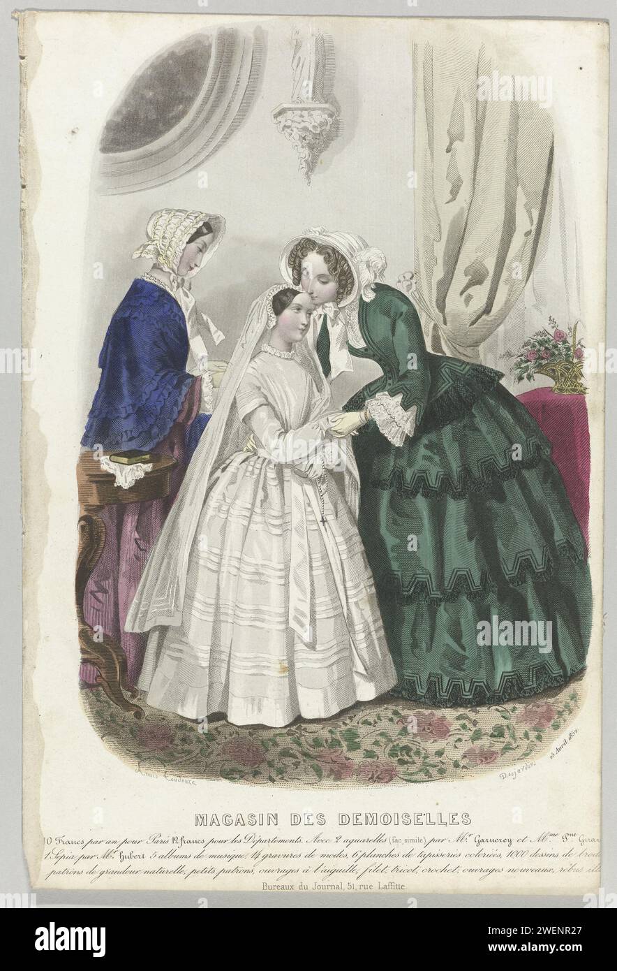 Demoiselle store, April 25, 1852, 1852 Two women and a girl in an ...