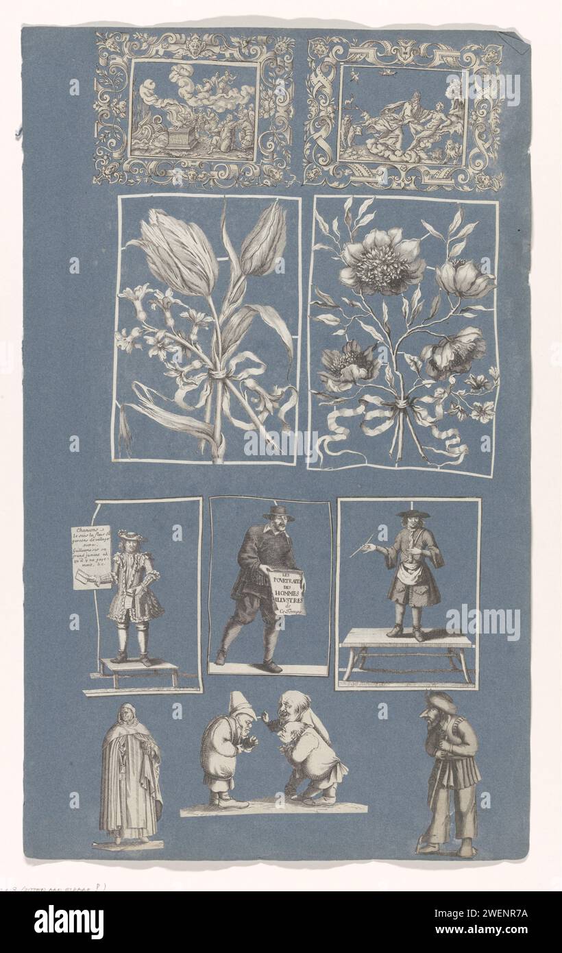 Collage of cut out prints stuck on album magazine of Blauw Paper, c ...