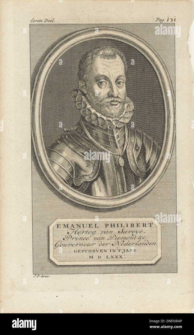 Portrait of Emanuel Philibert, Duke of Savoye, Jan Punt, 1748 print ...