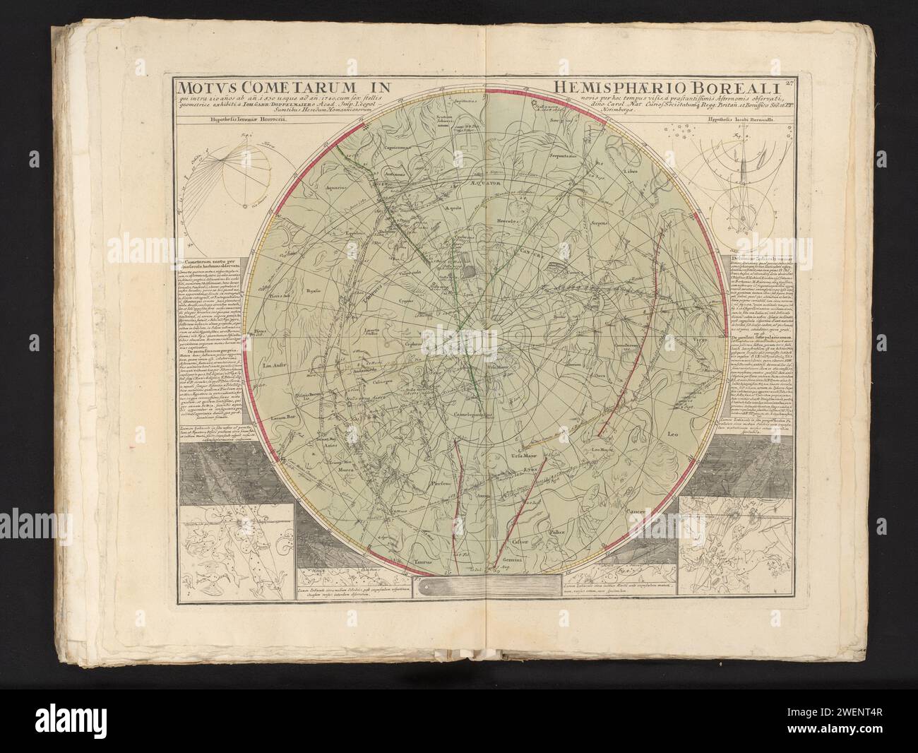 Hemelkaart with the northern constellations with the lanes of different ...