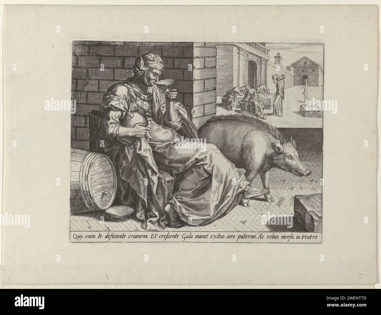 Gluttony, Pieter Jalhea Furnius, 1550 - 1625 print The female ...