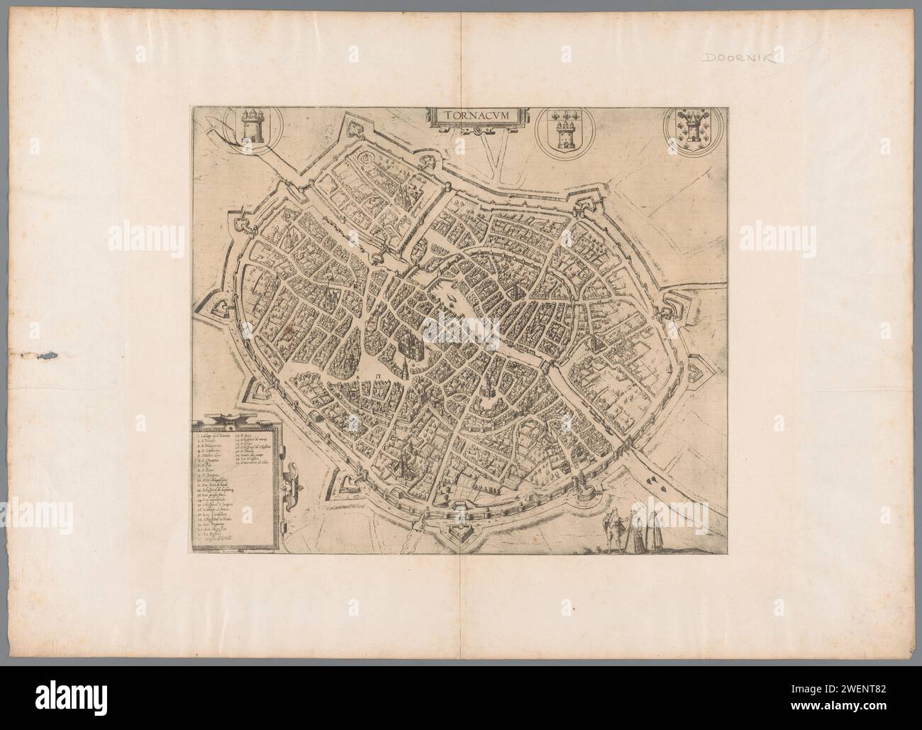 Map of Tournai, Frans Hogenberg, 1588 print paper etching / letterpress ...
