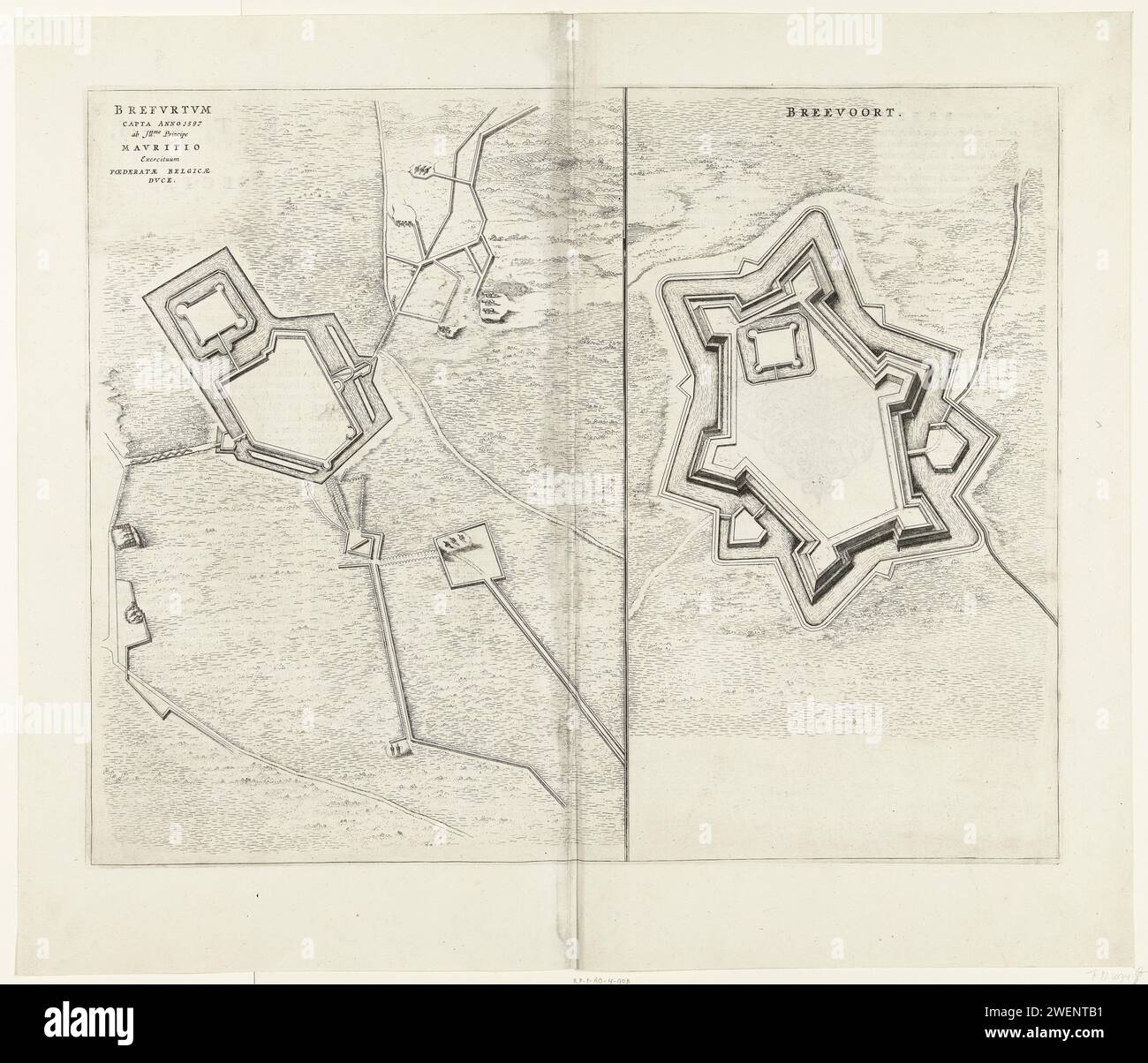Map of the city and the castle of Bredevoort with the reinforcements ...