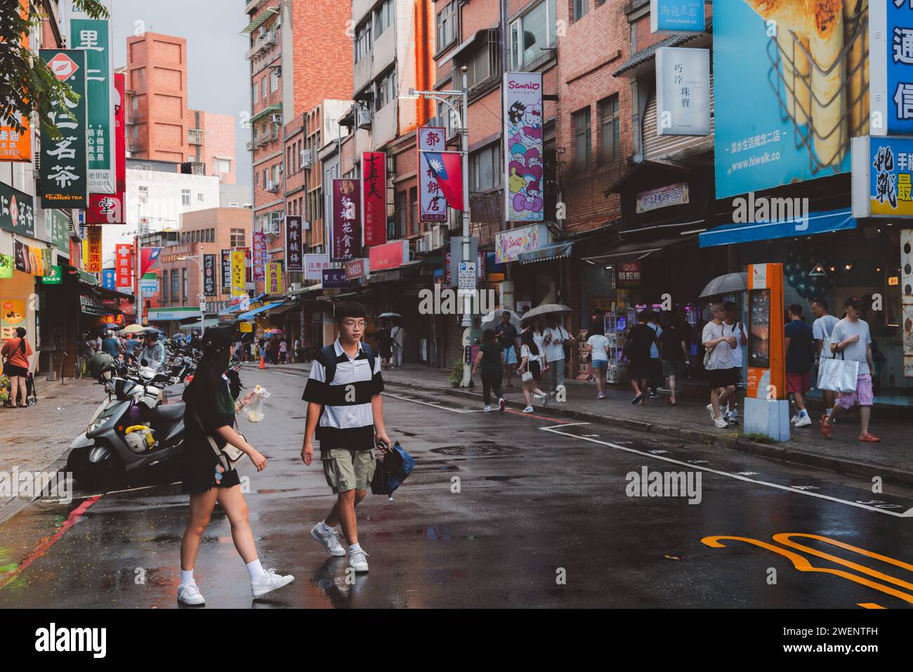 Taipei, Taiwan - October 1, 2023: Busy, colourful urban people and ...