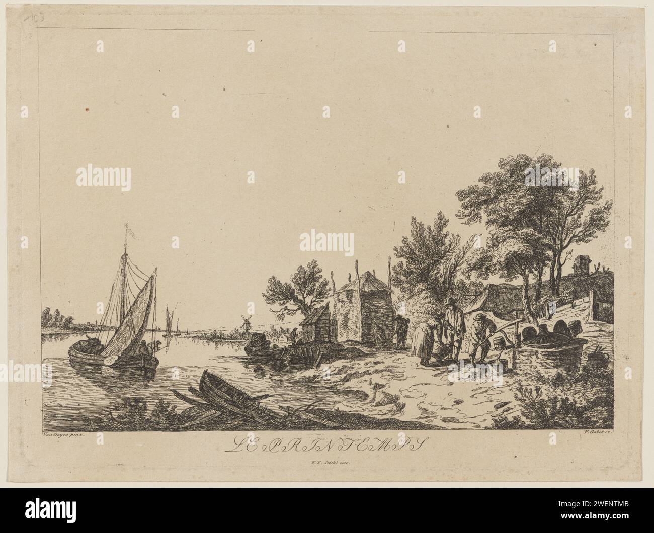 Spring, Franz Gabet, After Jan van Goyen, c. 1790 - c. 1820 print River ...