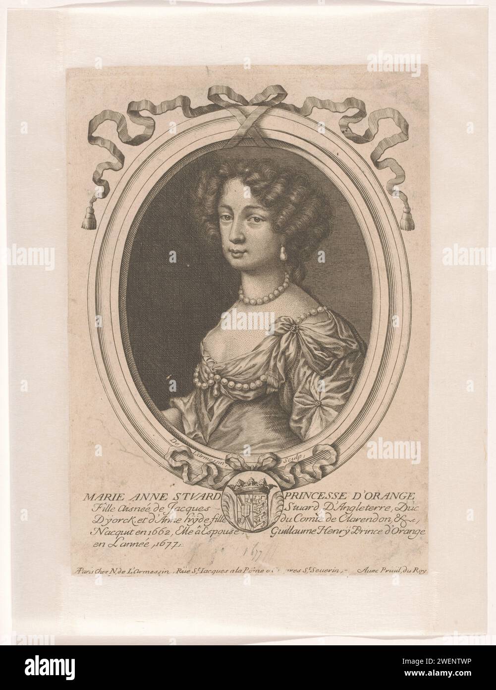 Portret Van Maria II Stuart, Nicolas de Larmessin, 1681 - 1695 print ...