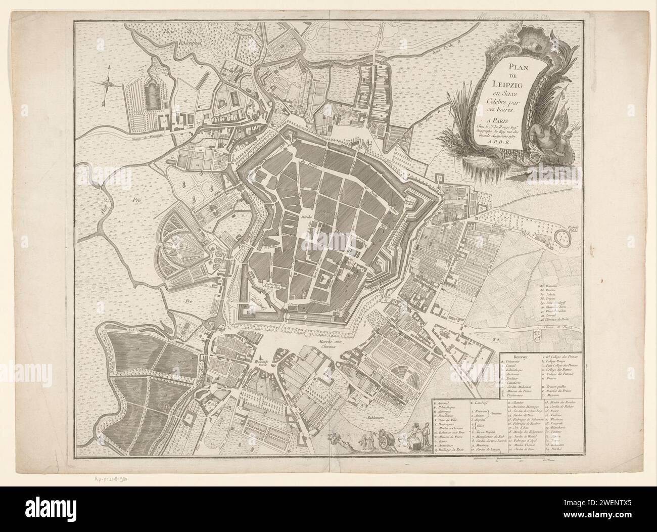 Map of Leipzig, Anonymous, 1757 print paper engraving / etching maps of ...