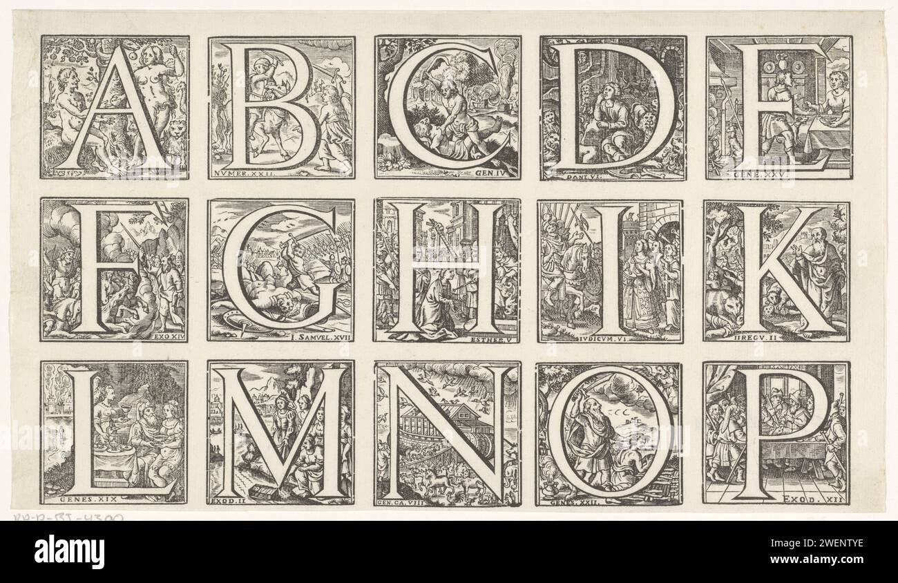 Alphabet in a frame with performances from the Old Testament, Jan ...